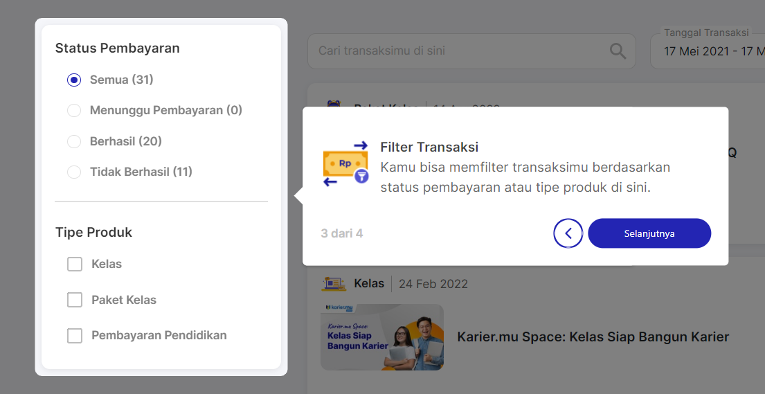 Bagaimana melihat riwayat transaksi saya? - Panduan Sekolah.mu